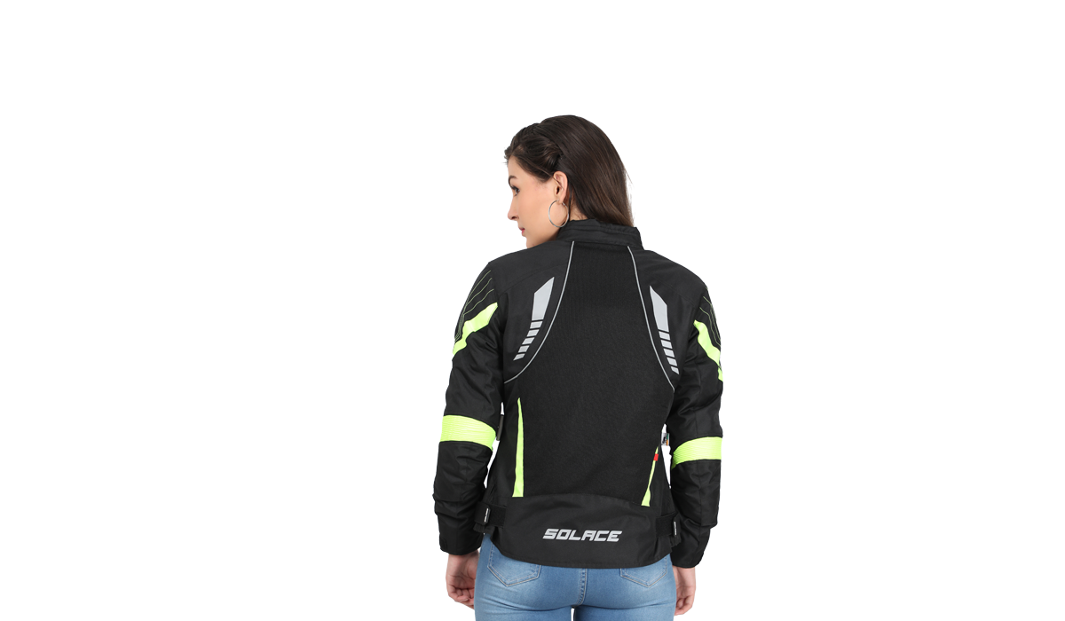 Solace Asmi Ladies Jacket V3 (Black & Neon)) – Crossroad the biker stop
