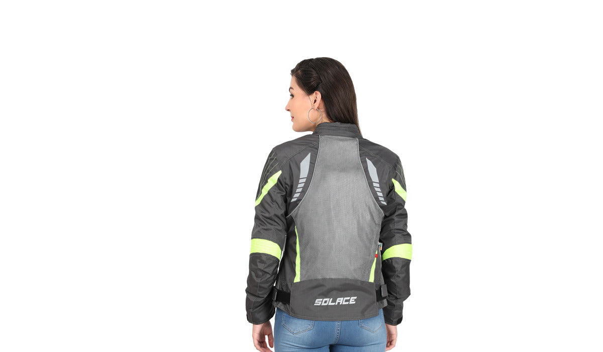 Solace Asmi Ladies Jacket V3 (Grey&Neon) – Crossroad the biker stop